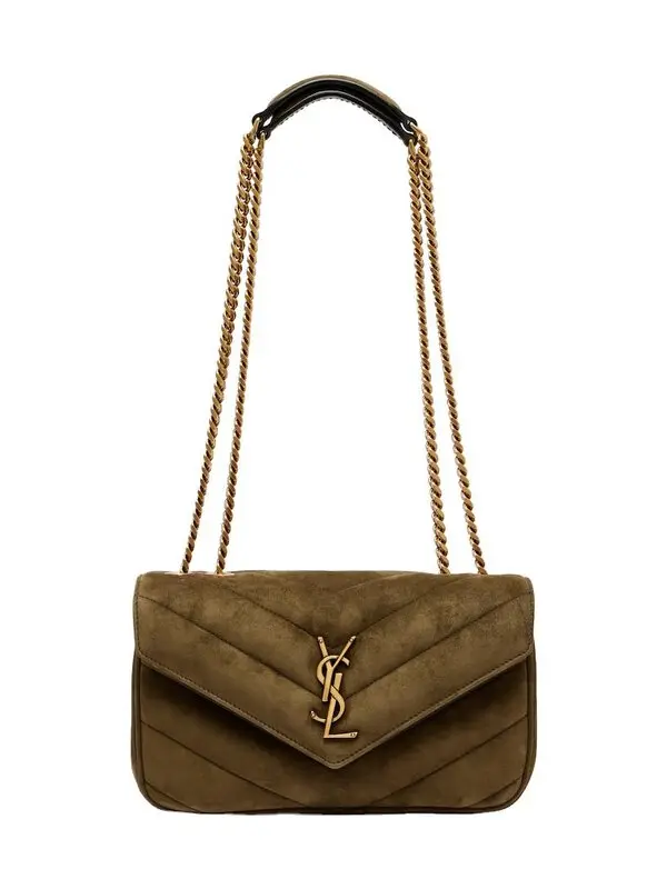 Saint Laurent Loulou Small Shoulder Bag In Suede - Brown