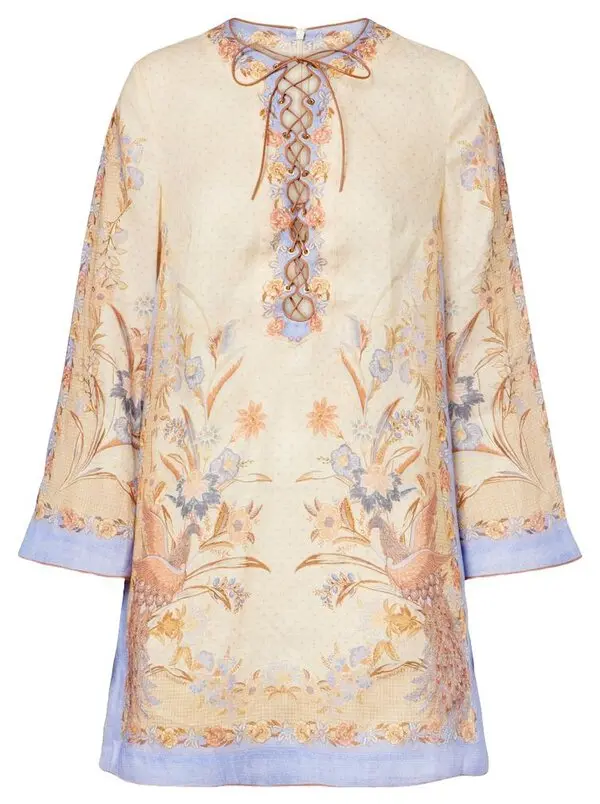 Zimmermann Indra Floral Linen Tunic - Yellow