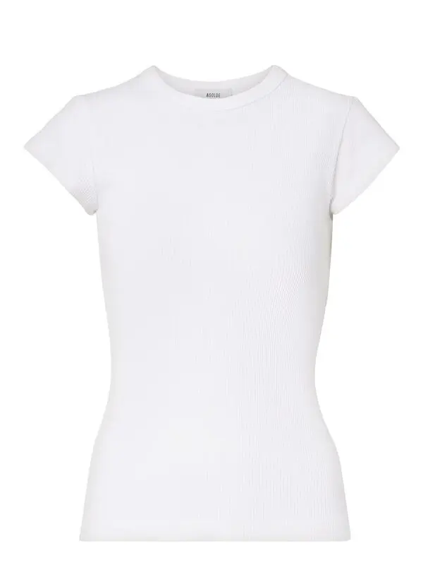 AGOLDE Edison Ribbed Knit T-shirt - White