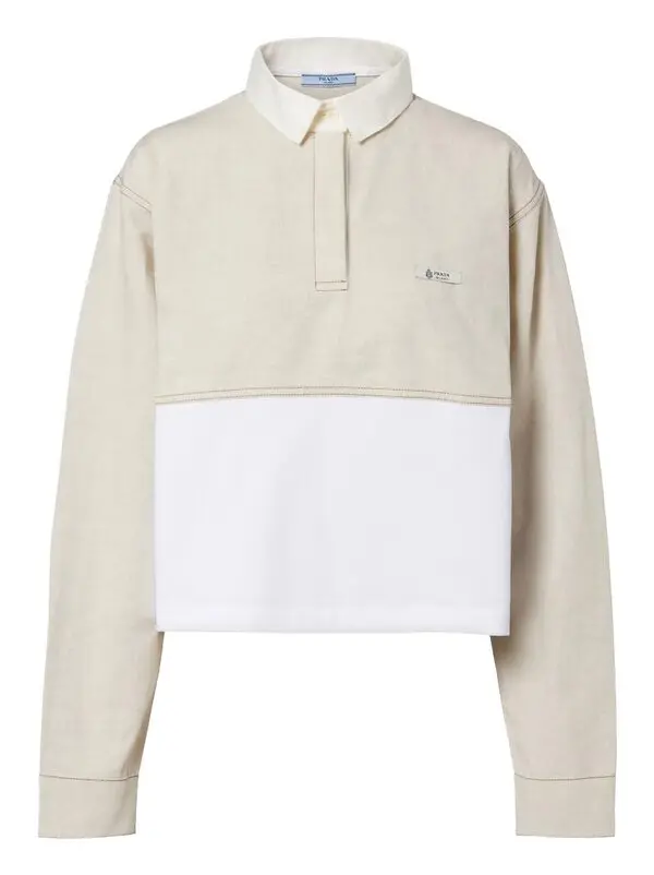 Prada Cotton Linen Polo Shirt - Beige