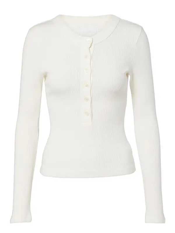Citizens Of Humanity Varra Ribbed-knit Henley Shirt - White
