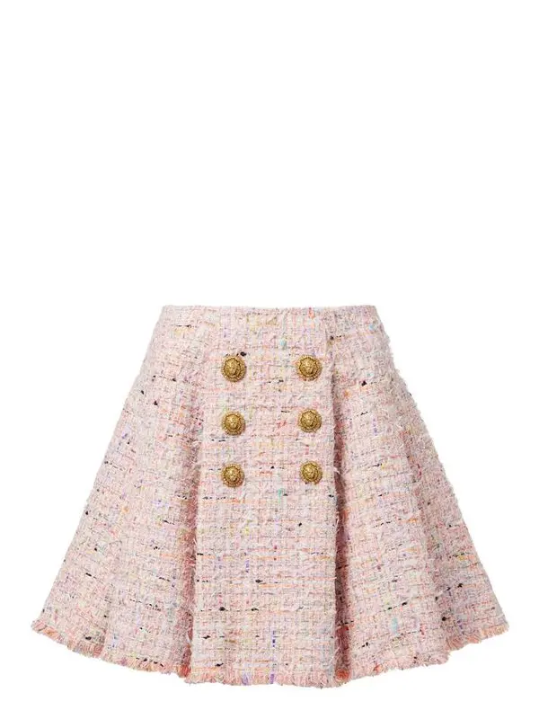 Balmain Tweed Mini Skirt - Pink