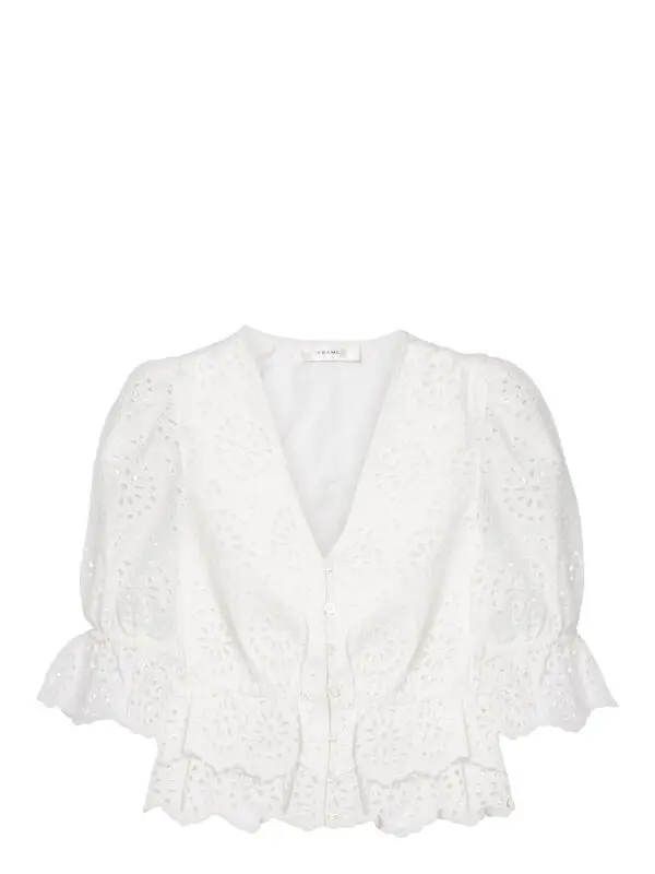 FRAME Broderie Anglaise Cotton Blouse - White