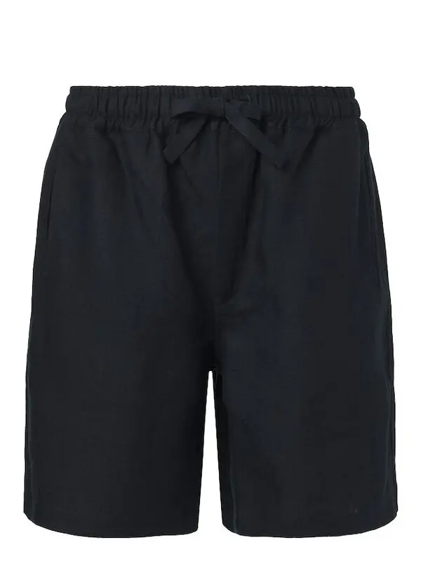 SAMAN AMEL Navy Linen Shorts - Blue