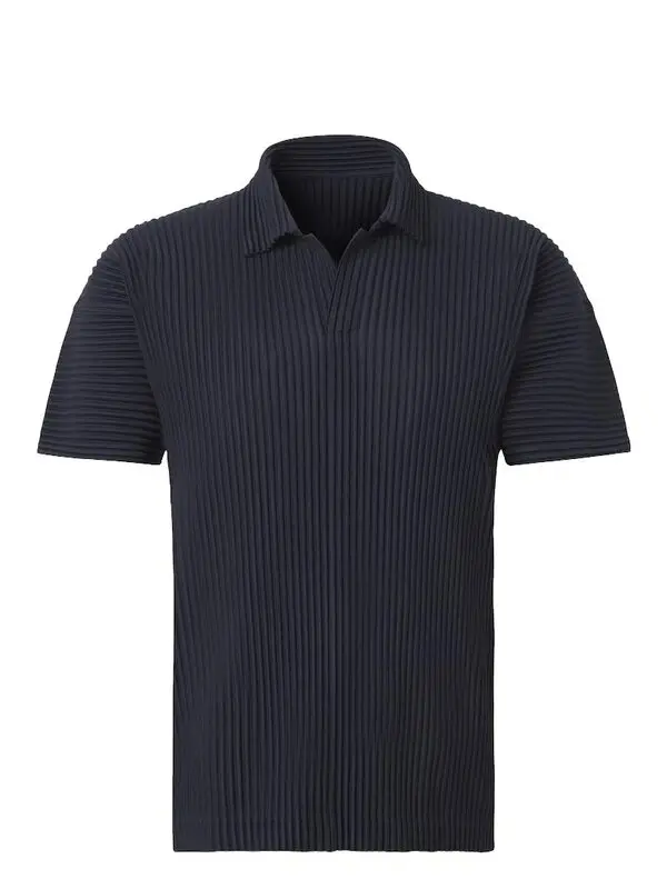 Issey Miyake Homme Plissé Basics Pleated Polo Shirt - Blue