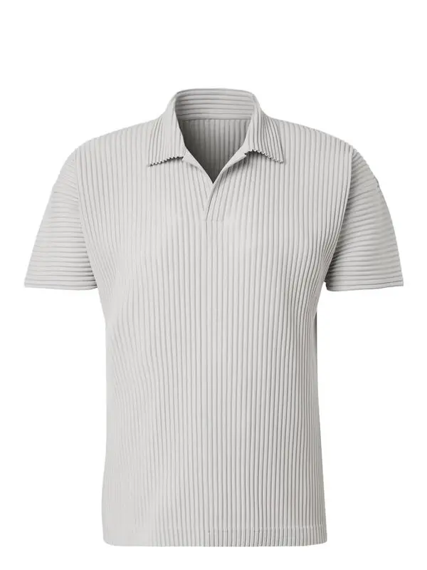 Issey Miyake Homme Plissé Basics Pleated Polo Shirt - Grey