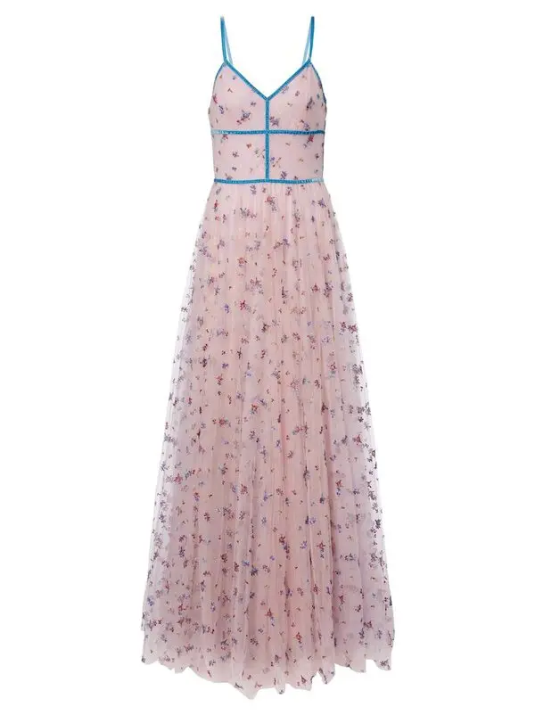 Costarellos Floral Lace-trimmed Tulle Gown - Pink