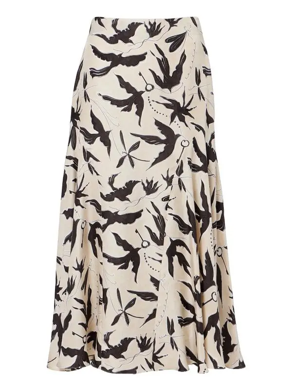 Altuzarra Elton Printed Silk Midi Skirt - Beige