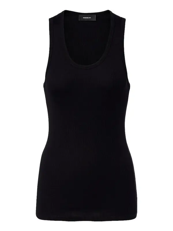 Wardrobe.NYC Ribbed Knit Cotton Jersey Tank Top - Black