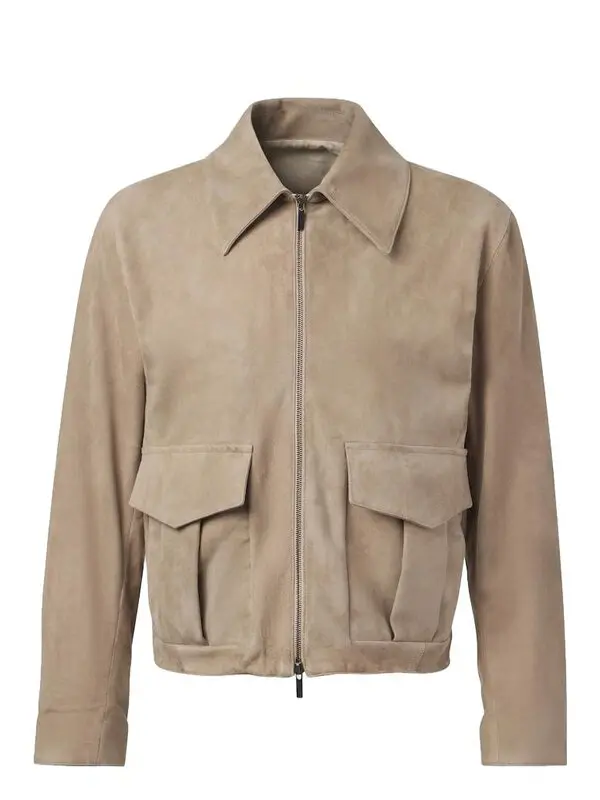 STOFFA Suede Zip-up Jacket - Beige