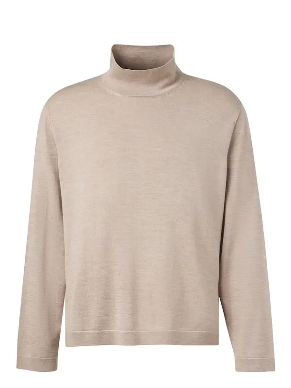 STOFFA Wool And Silk Turtleneck Sweater - Beige