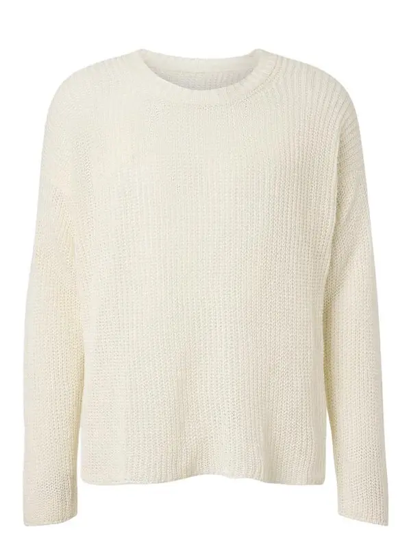 STOFFA 100% Linen Ribbed Sweater - White