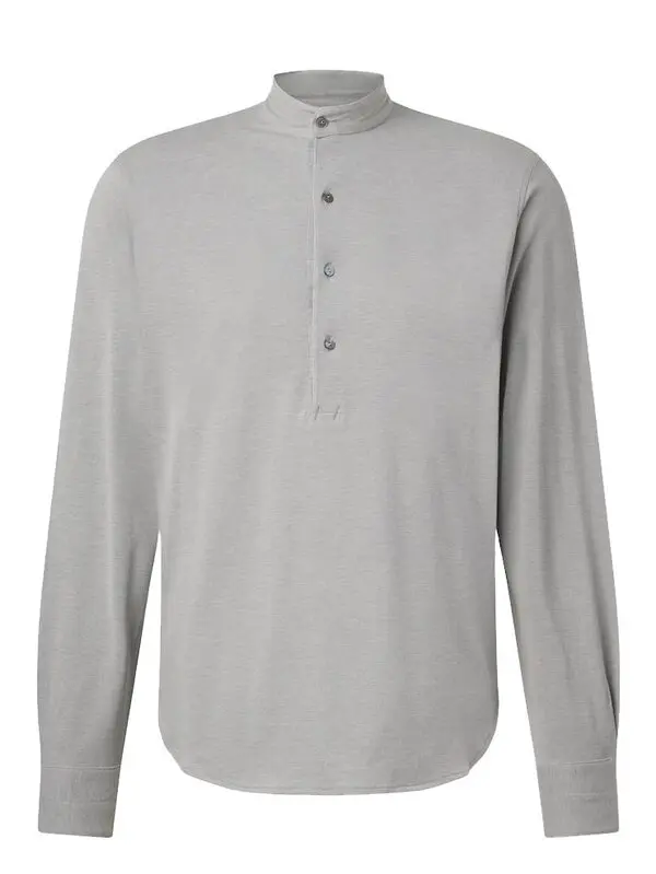 STOFFA Stòffa Cotton And Silk Henley Shirt - Grey