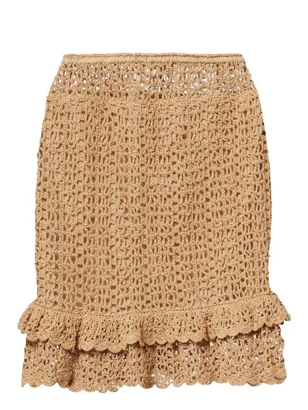 Anna Kosturova Brigitte Crochet Cotton Miniskirt - Beige