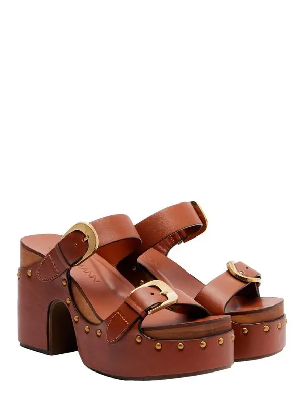 Zimmermann Embellished Leather Platform Sandals - Brown
