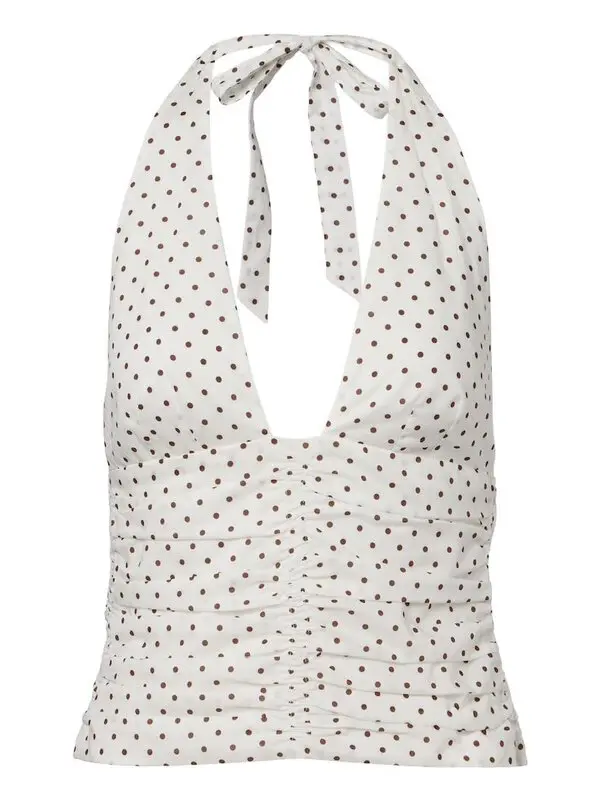 Posse Edie Polka-dot Top - White