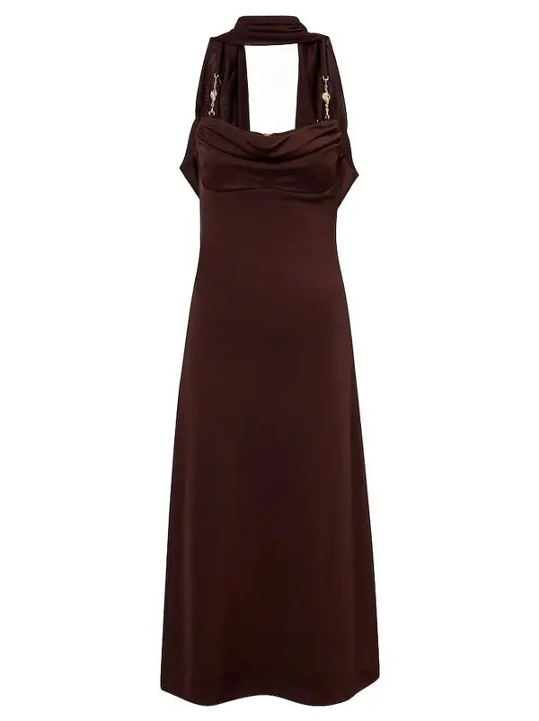 Rebecca Vallance Isla Scarf-detail Midi Dress - Brown