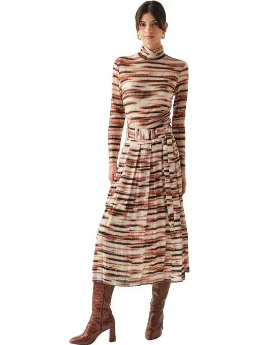 EXQUISE Elina Mesh Midi Skirt - Brown