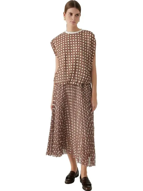 EXQUISE Anita Midi Skirt - Brown