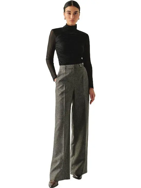 EXQUISE Wide Leg Pocketed Pants - Grey