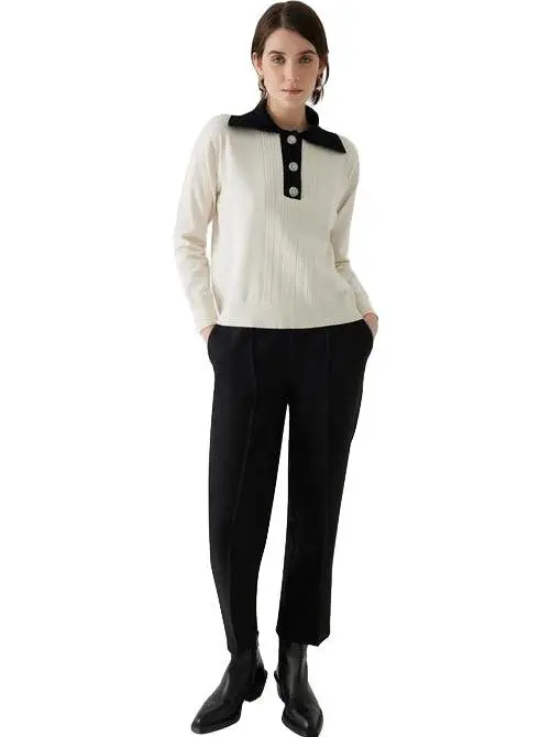 EXQUISE Wide Leg Straight Pants - Black