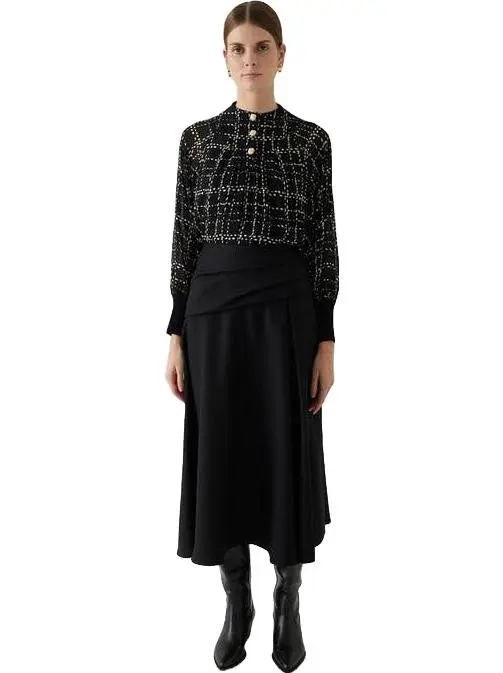 EXQUISE Amadea Pleated Skirt - Black
