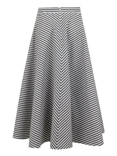 EXQUISE Textured Midi Flared Skirt - Khaki