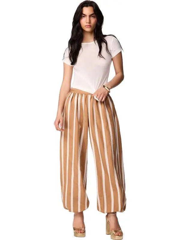 THEO THE LABEL Ismene Stripe Jacquard Harem Pant - Cosmic Dust Stripe