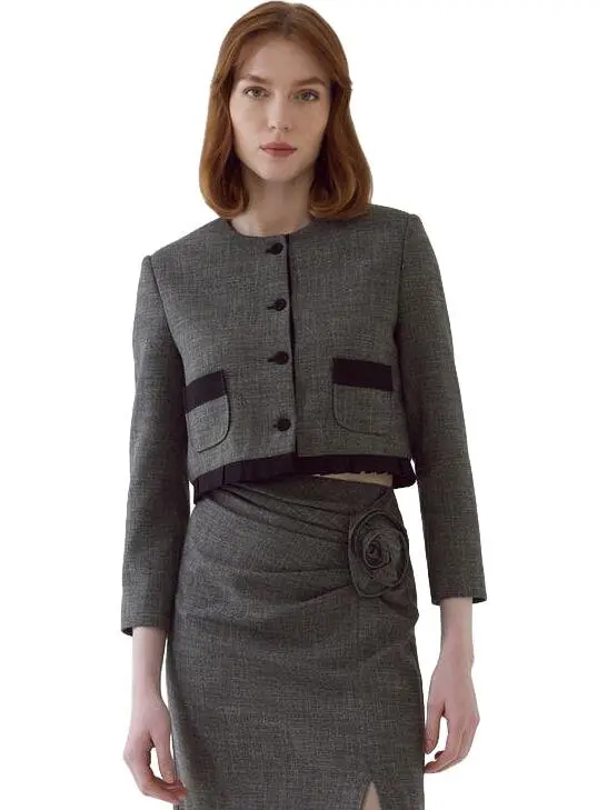 EXQUISE Amias Cropped Jacket - Anthracite
