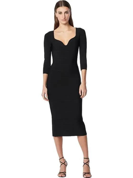 Herve Leger Icon Sweetheart Midi Dress - Black