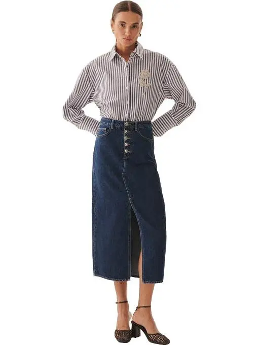 EXQUISE Malia Denim Skirt - Indigo