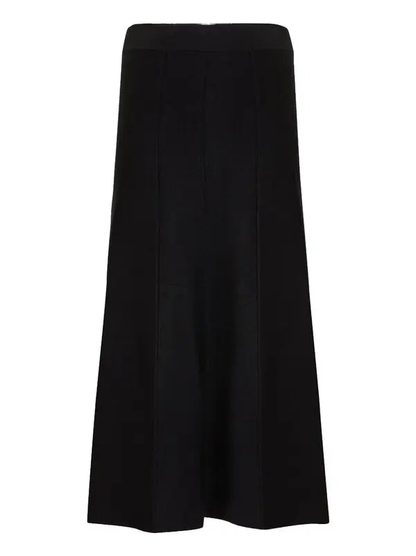 EXQUISE High Waist Knit Midi Skirt - Black