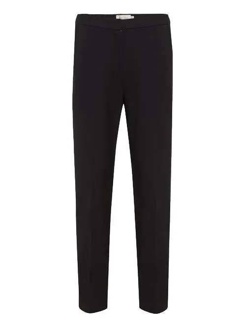 EXQUISE Slim Fit High-waist Woven Pants - Black