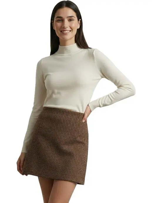 EXQUISE Kalea Check Mini Skirt - Brown