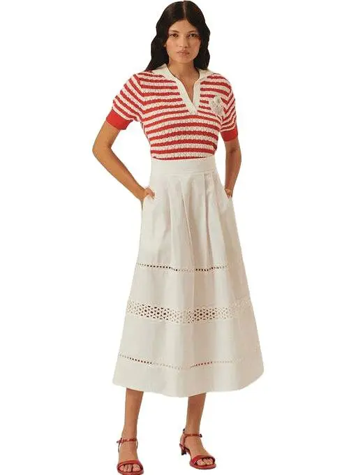 EXQUISE Sydney Midi Skirt - White