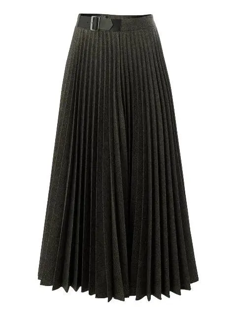 EXQUISE Jayda Pleated Midi Skirt - Grey