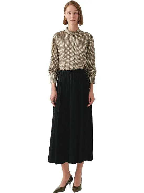 EXQUISE Sheer Viscose Maxi Skirt - Black