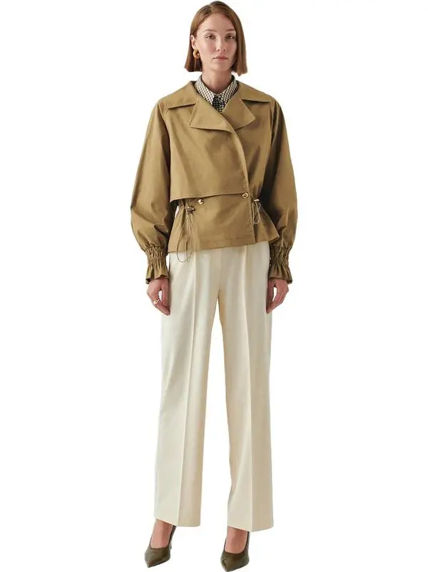 EXQUISE Yareli Collar Jacket - Camel