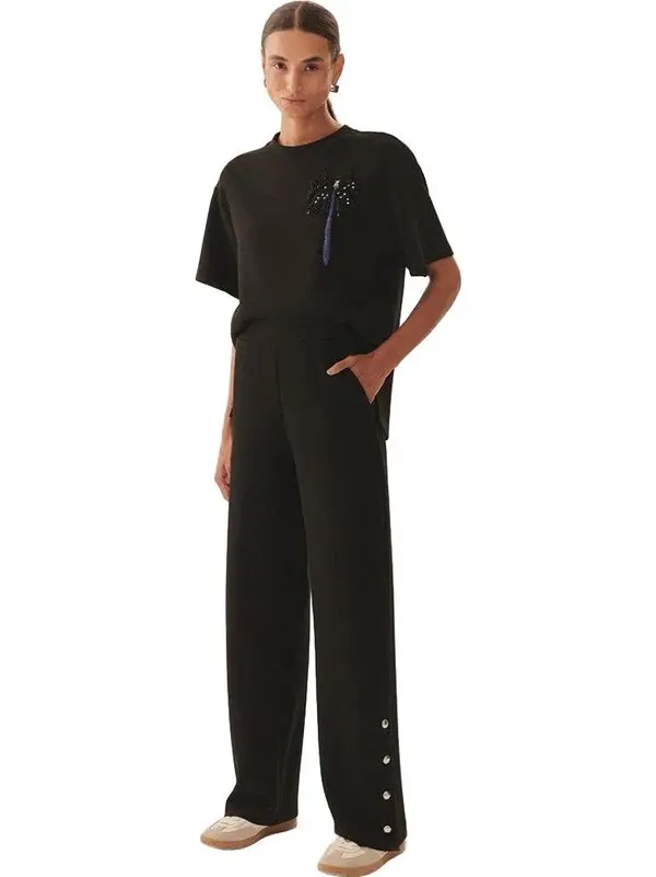 EXQUISE Vivienne Chic Comfort Knit Trousers - Black