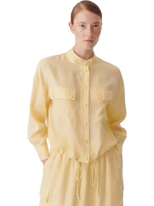 EXQUISE Ariel Bomber Jacket With Drawstring Waist - Yellow