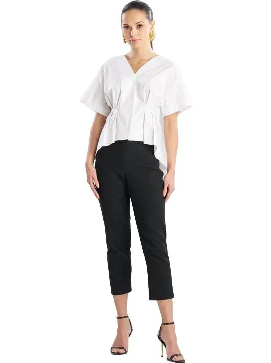 Natori Cotton Poplin Pleated Back Cocoon Shirt - White