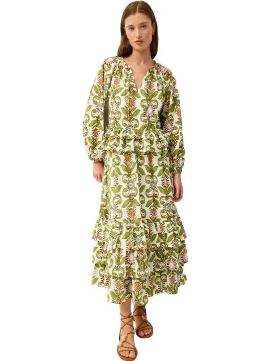 MARIE OLIVER Irving Maxi Dress With Drawstring Waist And Raglan Sleeves - Jardin