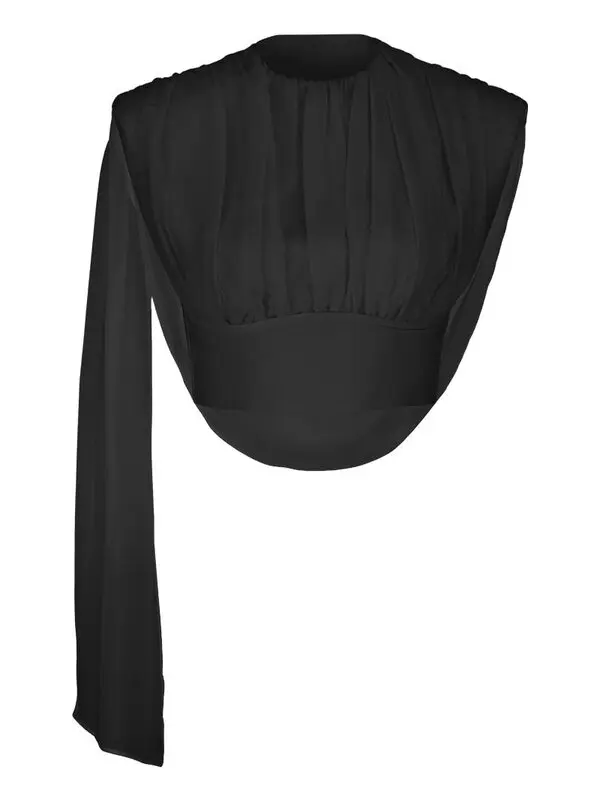 ATOIR Leonie Cropped Chiffon Top - Black