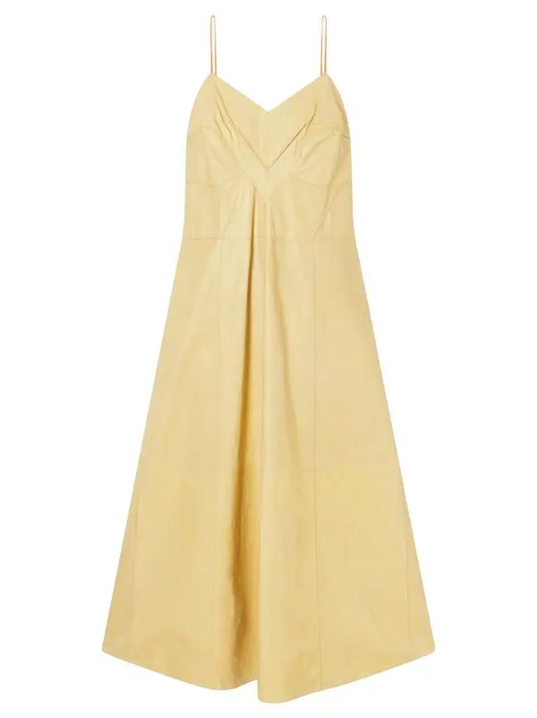 Calvin Klein Nappa Leather Midi Dress - Neutrals