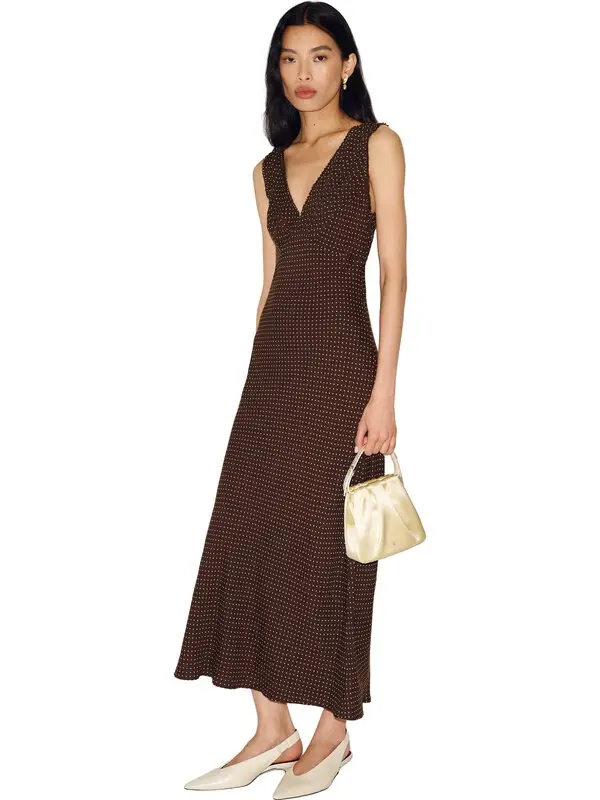 REFORMATION Anna-claire Midi Dress With V-neckline - Brown