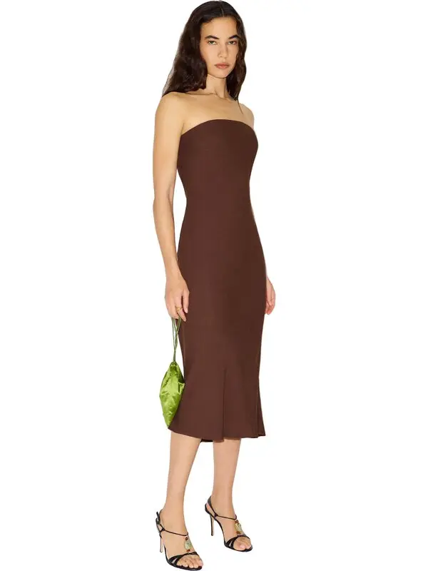REFORMATION Koto Strapless Midi Dress - Brown