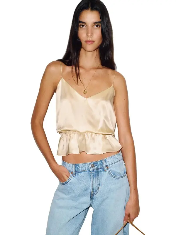 REFORMATION Fiorenzo Silk Top - Ivory