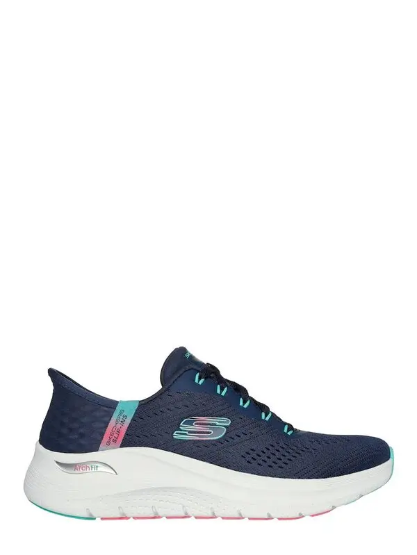 Sketchers Slip-ins Arch Fit 2.0 Easy Chic Sneakers - Navy Blue/turquoise