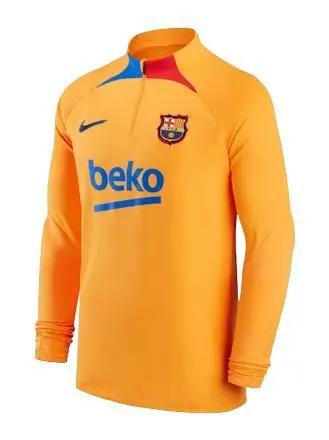 Nike Barcelona 2021/22 Strike Drill Quarterzip Long Sleeve Top - Orange