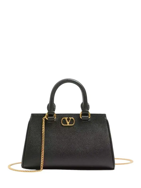 Valentino Garavani Vlogo Signature Mini Bag In Grainy Calfskin - Black